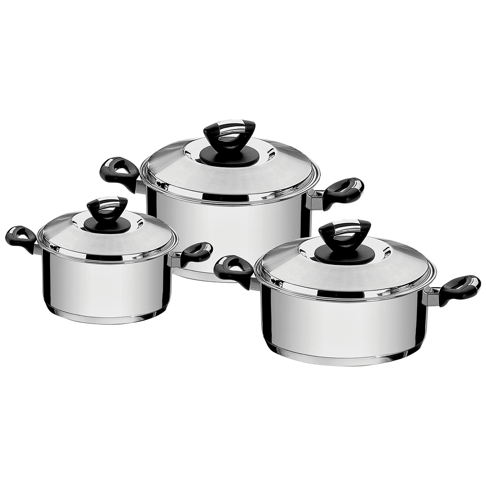 Conjunto De Panelas Tramontina Solar 3 Peças, Inox, Com Tampa E Alças ...