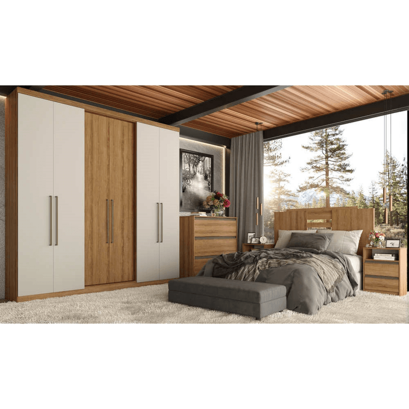 Guarda - Roupa / Roupeiro THB Presence, 6 Portas, 2 Gavetas, Almendra ...